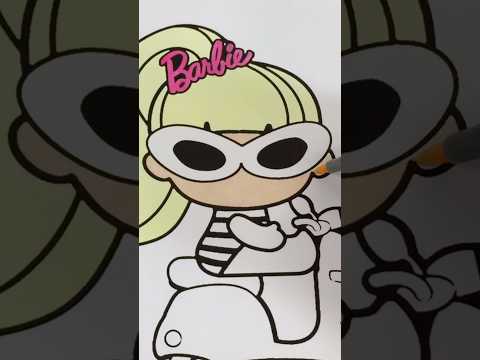Coloring Barbie Pink Scooter #coloring #barbie #barbiegirl #scooter #pink