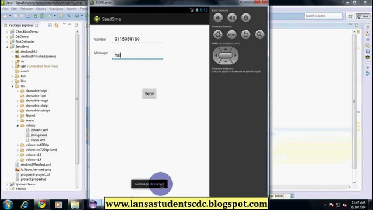 Basic Implementation in Android on Send Sms