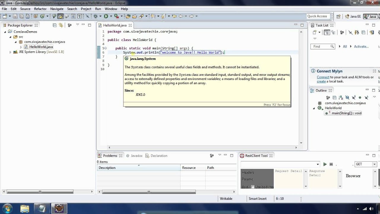 Java Tutorial -Writing Hello World Programming using eclipse