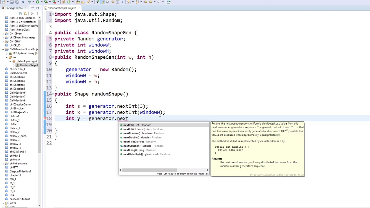 JAVA Programming  CH10 PROJECT Random Shape Generator