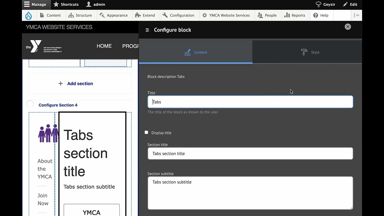 Layout Builder: Tabs