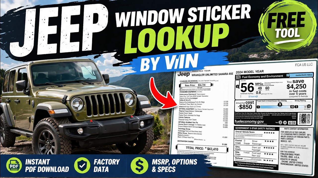 Lookup a JEEP Window Sticker and Build Sheet by VIN