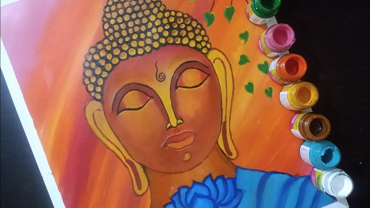 Lord Buddha Acrylic Painting | Buddha Acrylic Painting Canvas | Meditating Buddha Abstract Painting