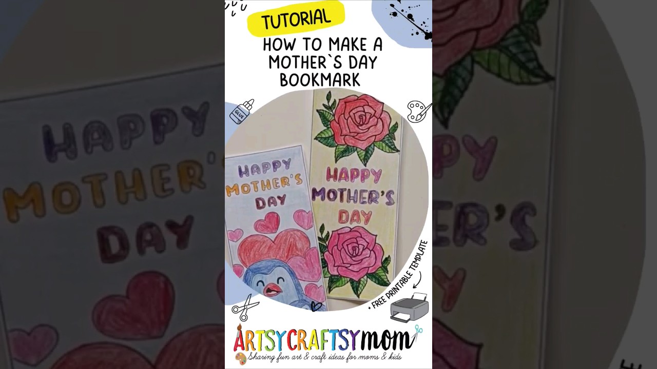 How to make Mother's Day Bookmark #mothersday #tutorial #artsycraftsymom #diy #printable #bookmark