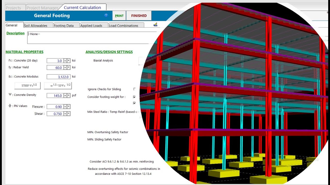 Foundation Design Example via RAM Structural System, results verifications via ENERCALC.