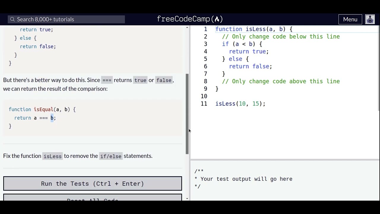 Lesson 80 | Basic JavaScript | Returning Boolean Values from Functions