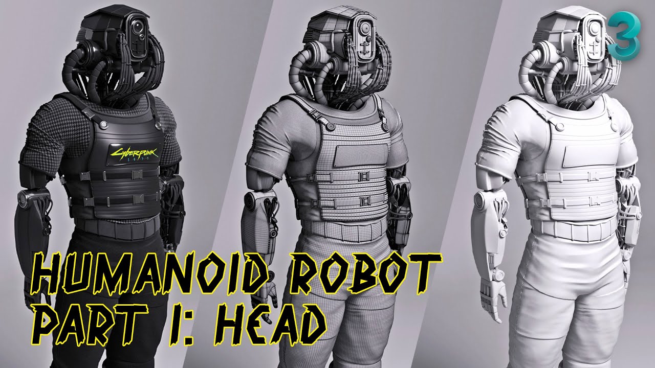 CYBERPUNK Humanoid robot | Part 1 Head | 3d modeling