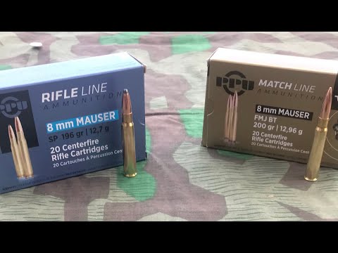 PPU 8MM MAUSER AMMO 200gr FMJ and 196gr SP Comparison