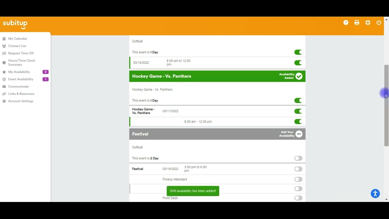 How to submit event based availability