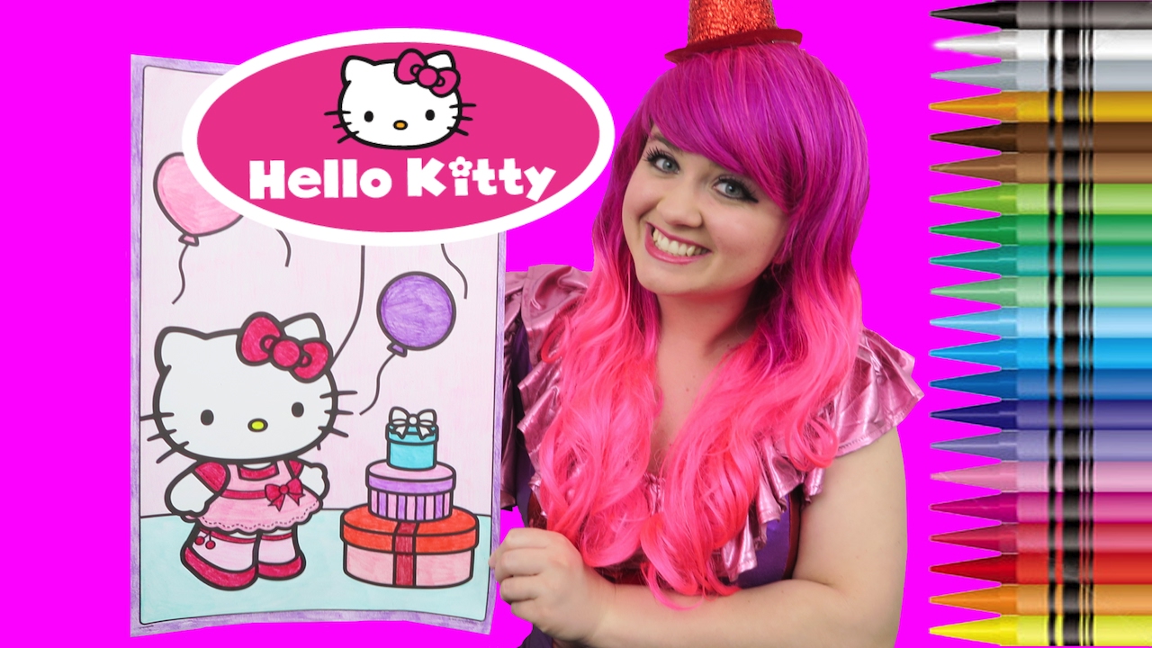 Hello Kitty Valentine's Day GIANT Coloring Book Crayola Crayons | COLORING WITH KiMMi THE CLOWN