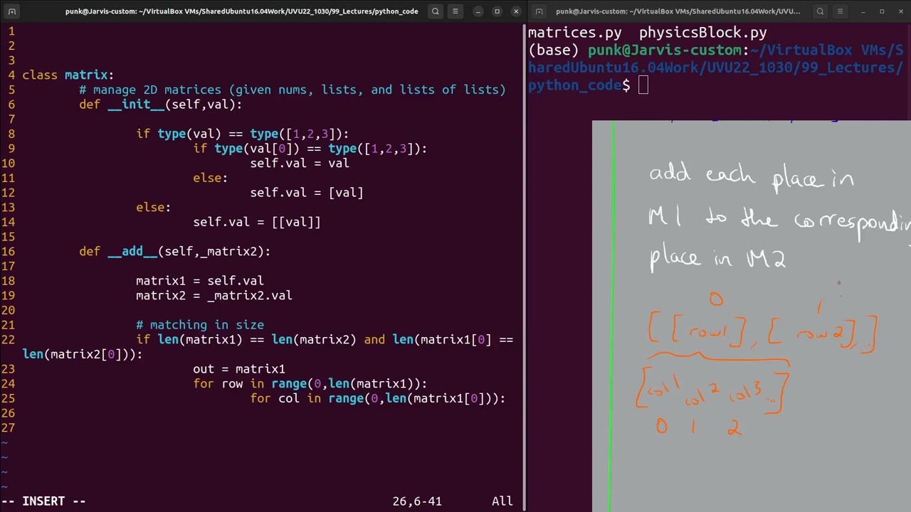 Solving problems with Python - matrix addition with a custom class
