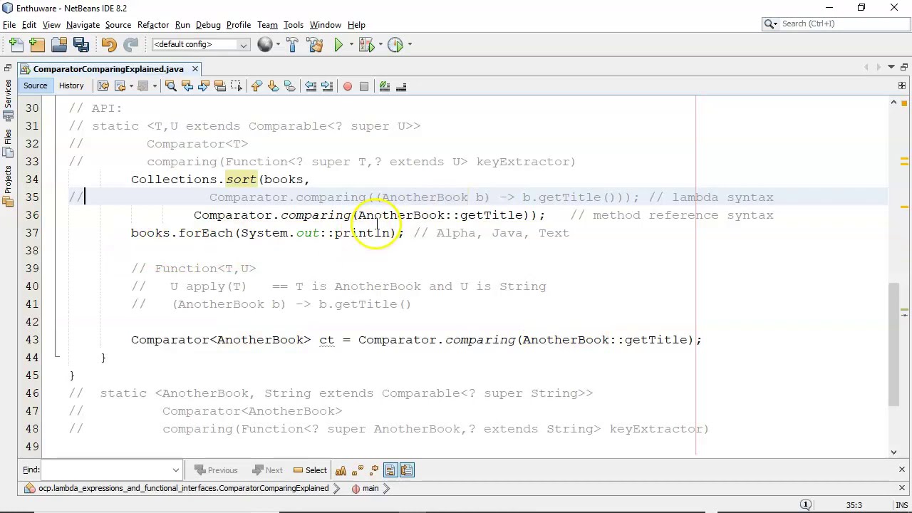 Java's Comparator.comparing() method explained (includes both lambda/ method reference explanation)