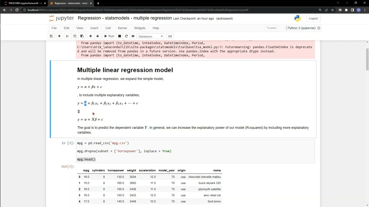 python - multiple regression with statsmodels