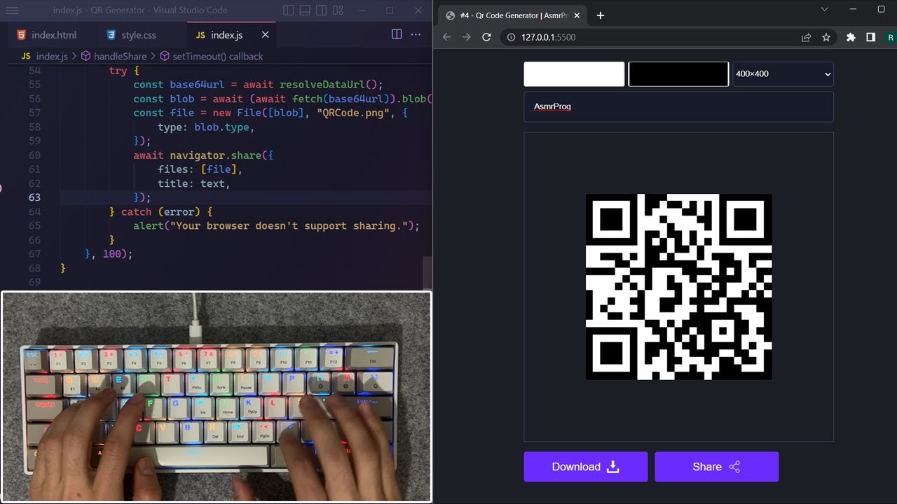 ASMR Programming - JavaScript QR Code Generator - No Talking