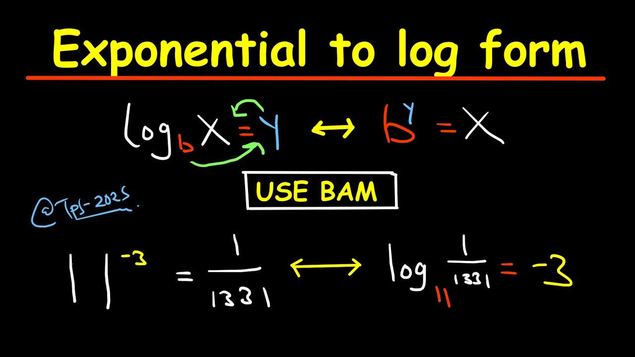 How to write exponential equations in logarithmic form