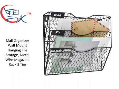 Magazine Rack: Mail Organizer Wall Mount Hanging File Storage, Metal Wire Magazine Rack 3 Tier