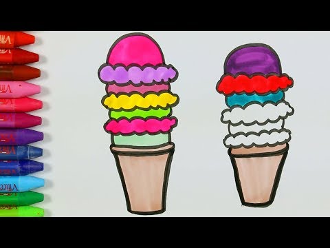 Jak rysować lody Kolorowanki 🍡 | Książka do kolorowania Dla niemowlaka | Poznaj kolory