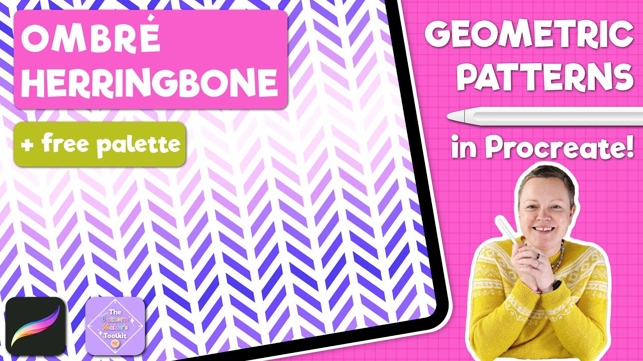 Fun Ombre Herringbone Pattern in Procreate Tutorial| + Free Palette!