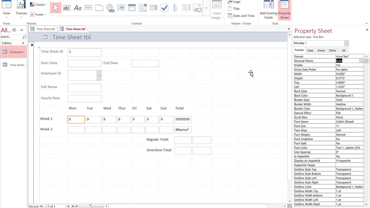 Employee Time Sheet & PayCheck Database 5