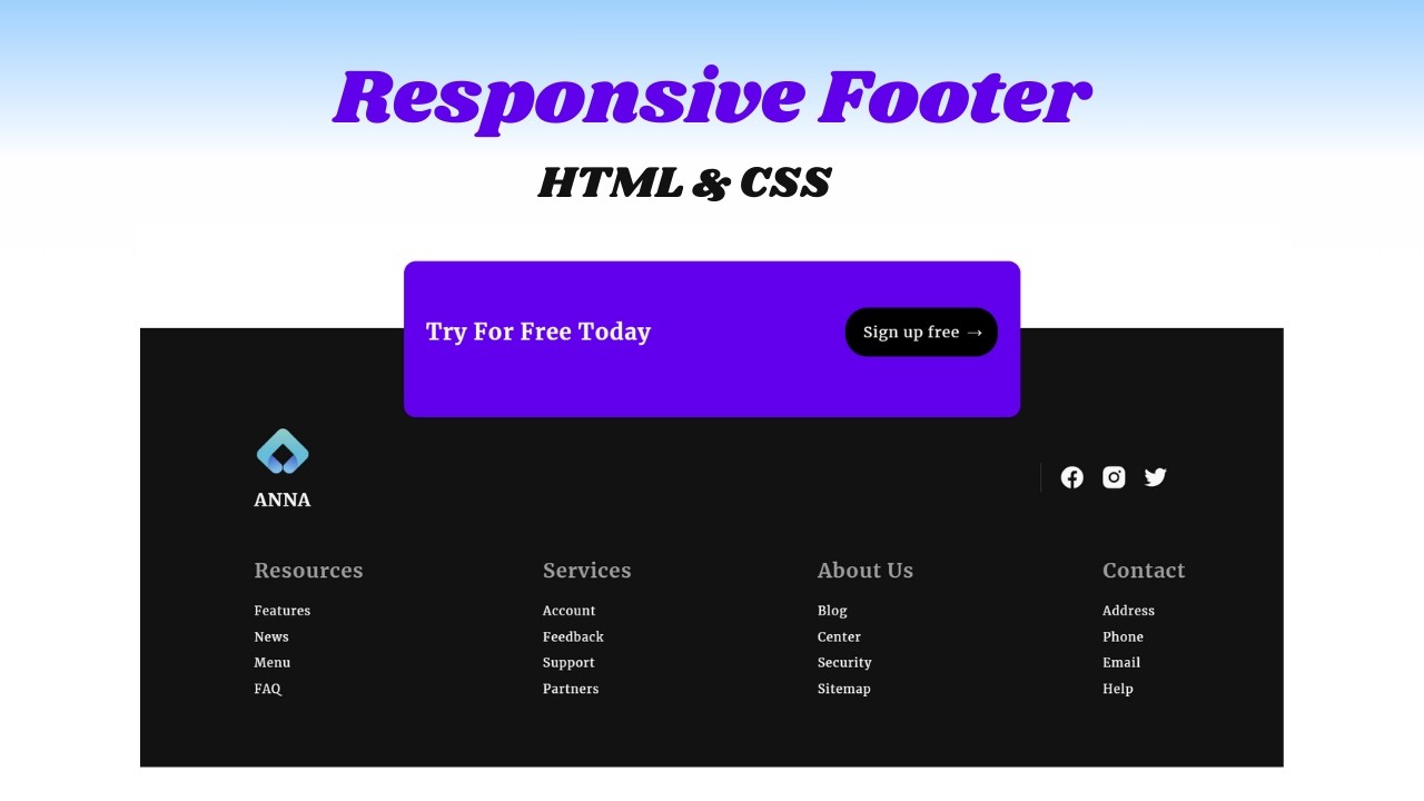 Responsive Footer Design For website using HTML and CSS