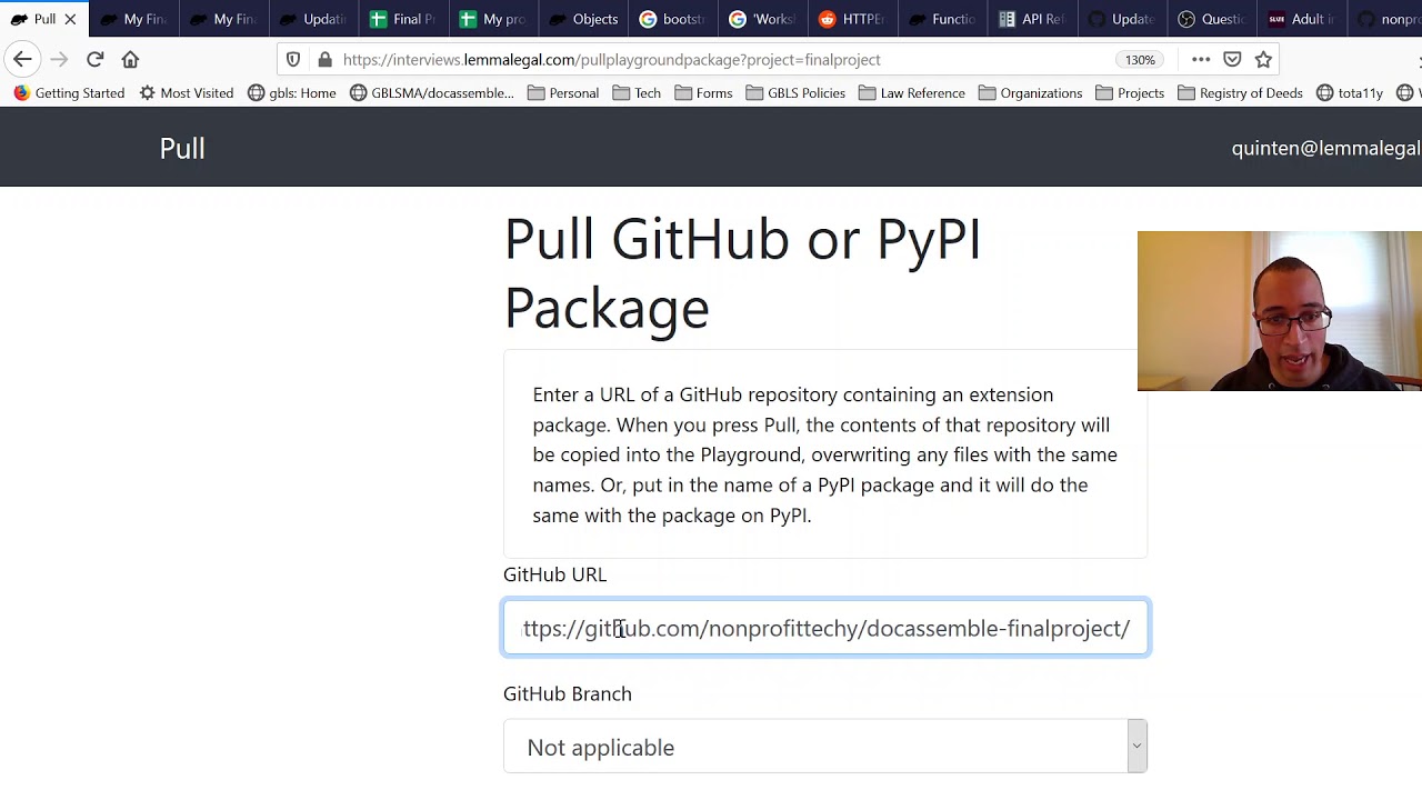 How to import a package from Github into your Docassemble Playground