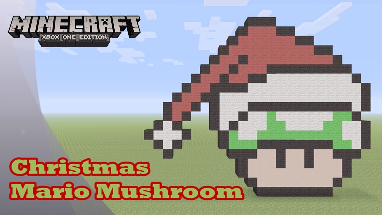 Minecraft: Pixel Art Tutorial and Showcase: Christmas Themed Mario Mushroom