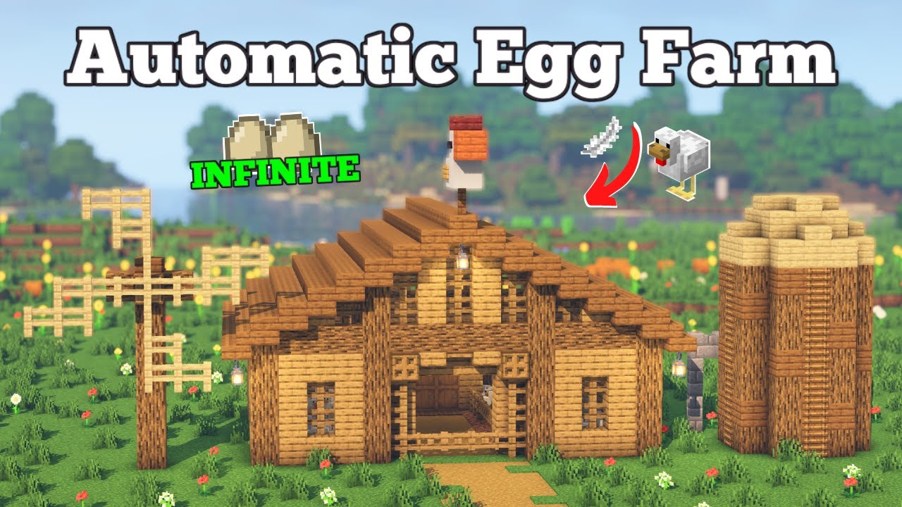 Minecraft | Automatic Egg Farm - Chicken Coop (Bedrock - Java) Tutorial