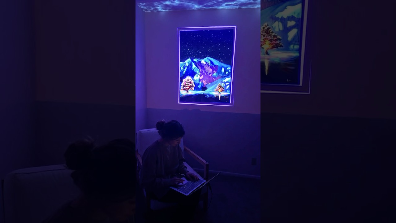 Projection Mapping my Art 👩‍💻🌀🖼️ ‘Boulder’ Acrylic on Canvas #digitalart #projectionmapping