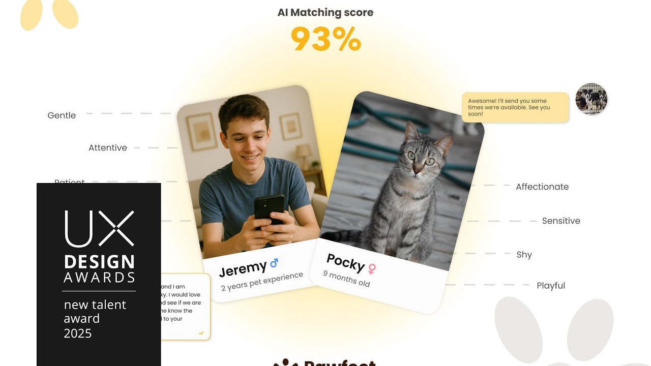 UX Design Award | New Talent 2025: Pawfect – AI powered pet adoption platform