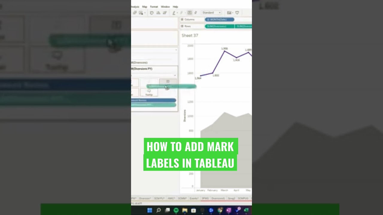 How to add mark labels to a chart in tableau