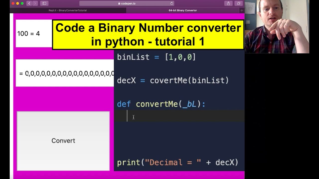 Python Tutorial: converting binary numbers 1