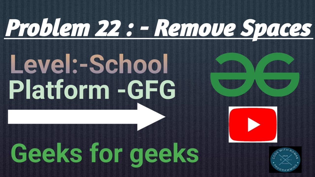 Remove Spaces | GFG | Java | @CodewithRoman