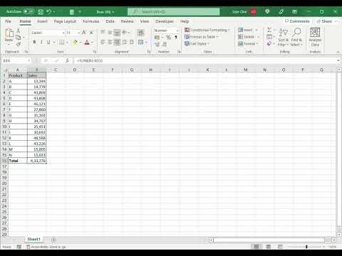 How to add numbers in an Excel column