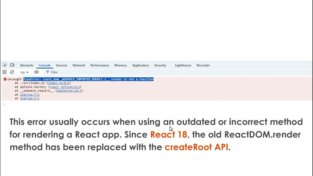 Uncaught TypeError: react_dom__WEBPACK_IMPORTED_MODULE_1__.render is not a function