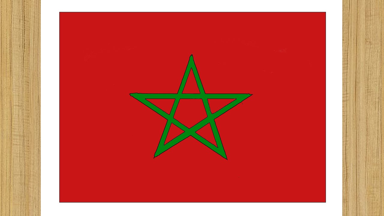 Morocco Flag Drawing.. How to Draw Morocco Flag 🇲🇦 (رسم علم المغرب) ⭐ (طريقة رسم نجمة العلم المغربي)
