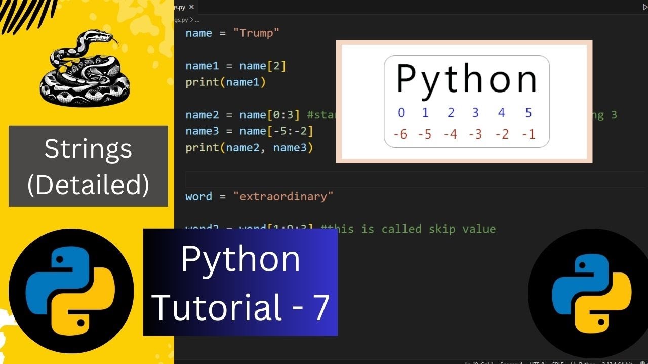 Strings | Python Tutorial - 7 (Python Full Course) #python #strings