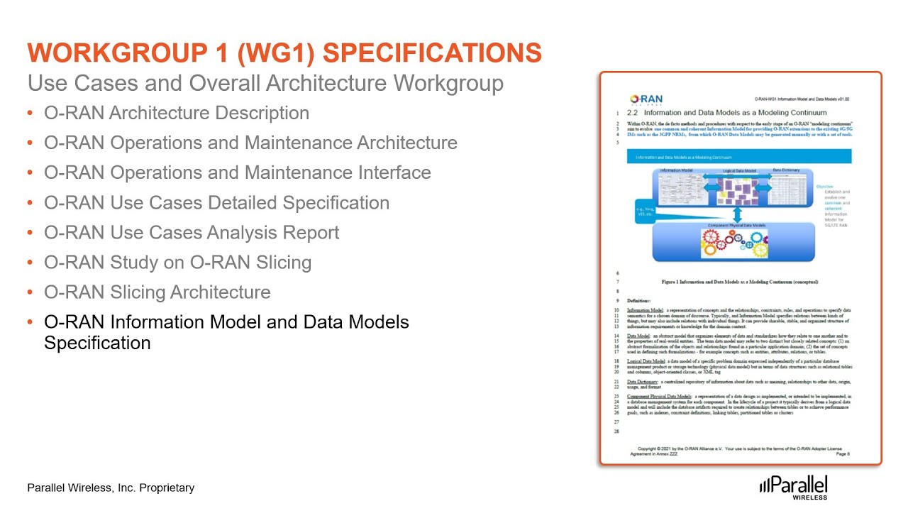 O-RAN Workgroup1: Task Groups and Deliverables