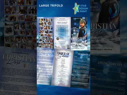 Christian Rose Funeral Program Design - Large Trifold