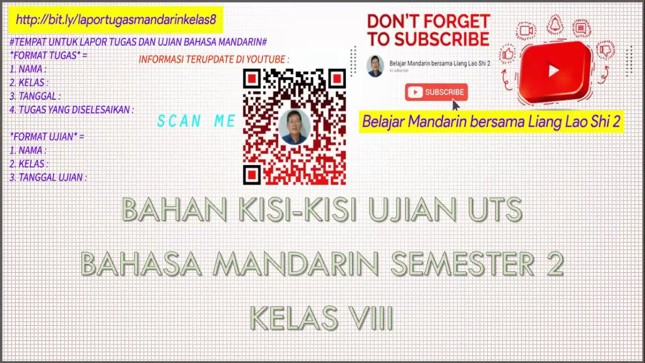 KISI KISI UJIAN UTS SEMESTER 2 KELAS VIII - CONTOH SOAL UJIAN MANDARIN | LEARN CHINESE EXAM