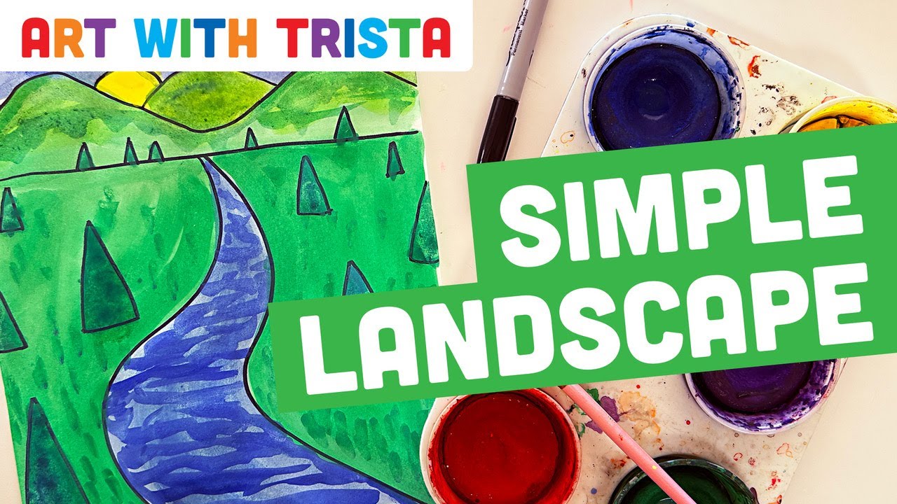 How to Draw a Simple Perspective Landscape Painting Art Lesson Using the Element of Art Space