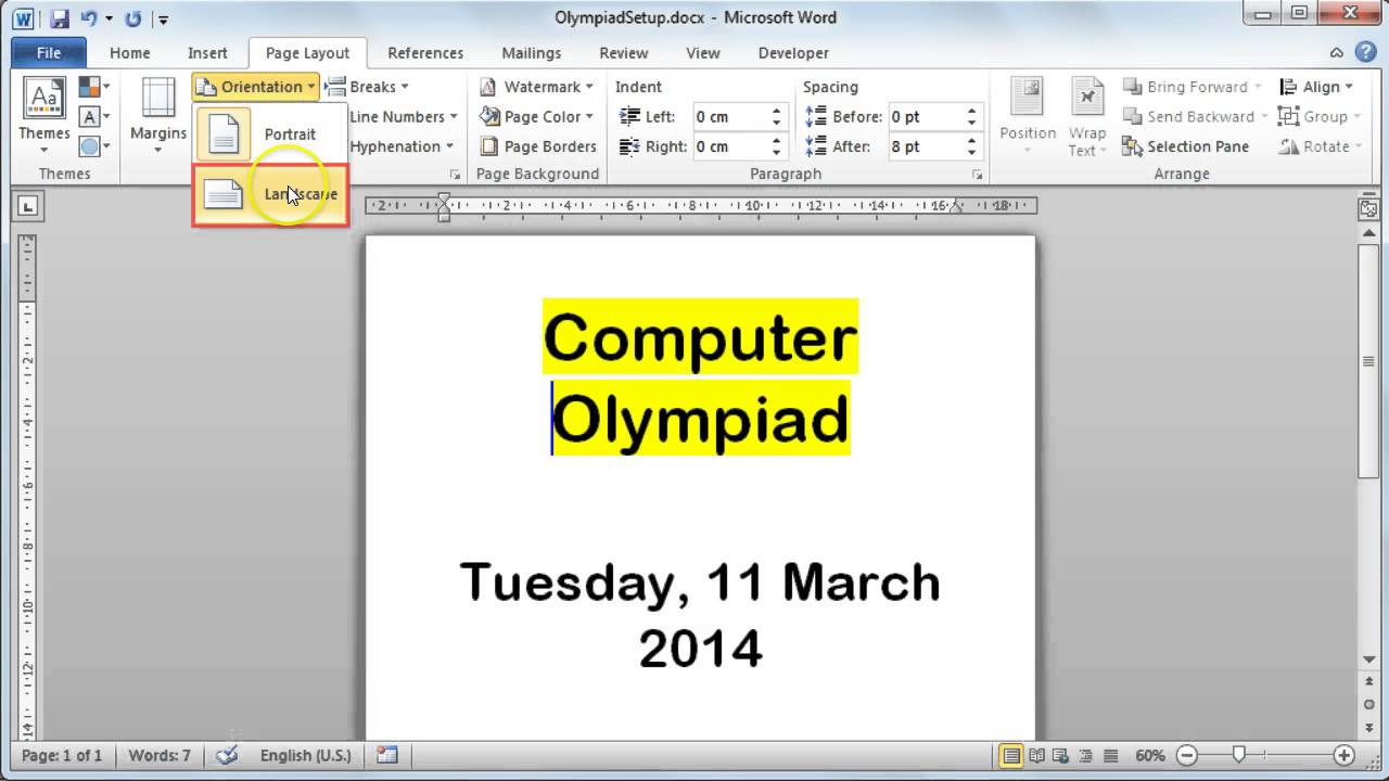 CAT 10 Word Processing Office - 13 Page Setup I