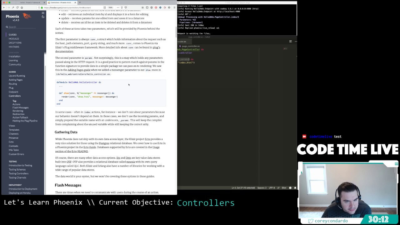 Let's Code - Web Development - Learning Elixir/Phoenix - Controllers