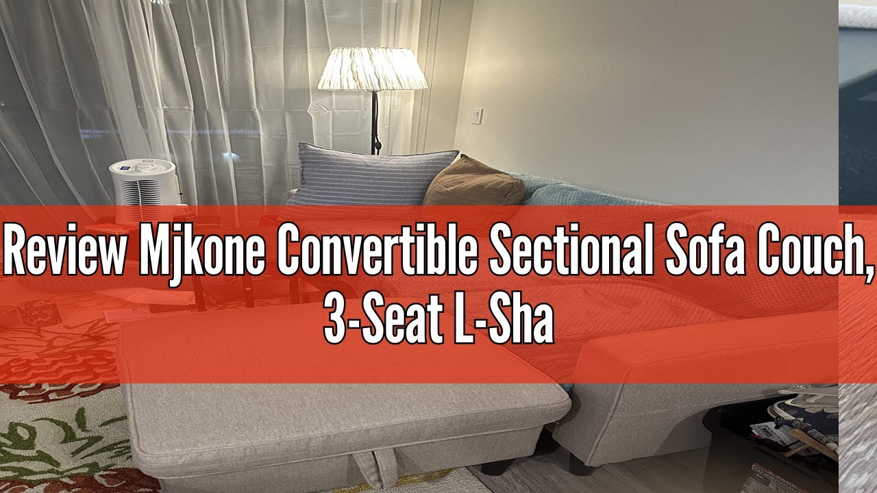 Review Mjkone Convertible Sectional Sofa Couch, 3-Seat L-Shaped Sofa with Storage Ottoman, Wooden Co