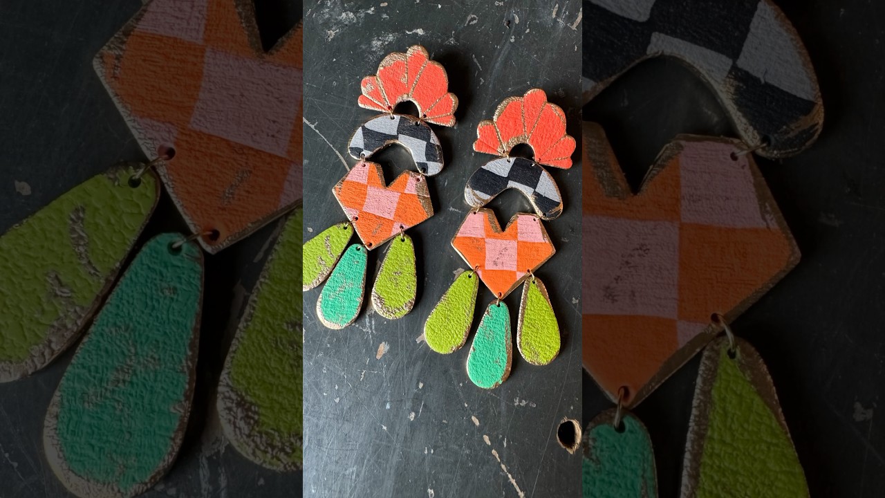 Turning Scrap  Parts To Make Statement Earrings. #polymerclayearrings #handmade #artprocess