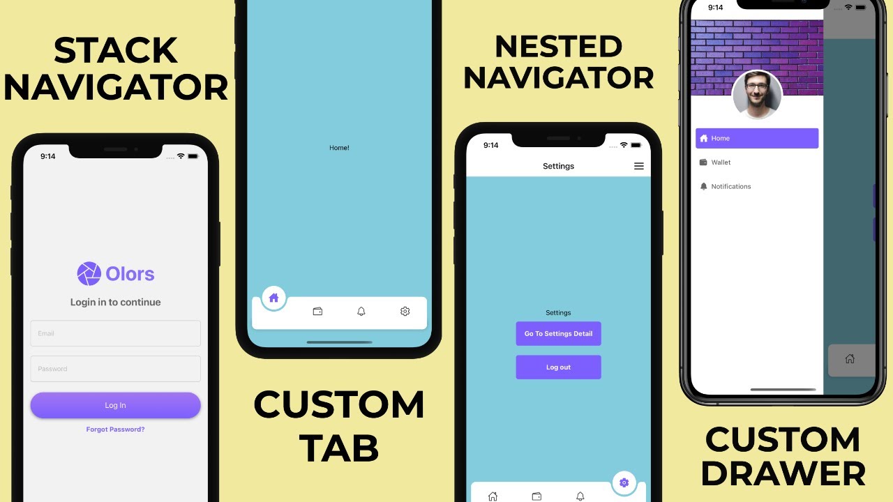 React Navigation v6 Tutorial for beginners | Custom Tab and custom drawer Navigators [All in 1]