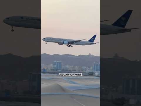 Saudi airlines landing at Jeddah airport #saudiairlines #landing #jeddahairport #airport #shorts