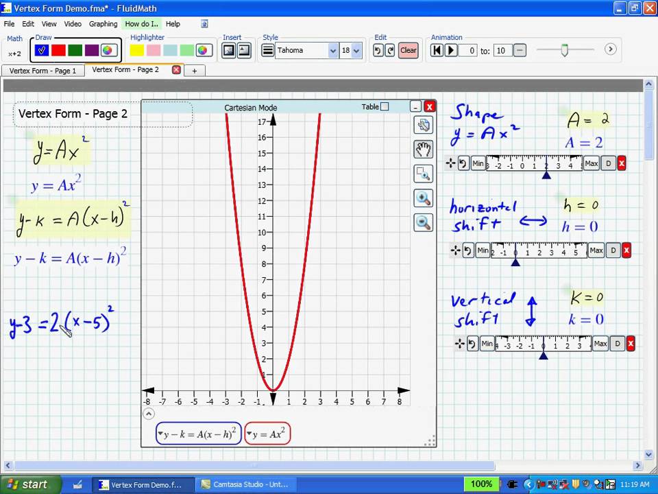 Vertex Form with FluidMath