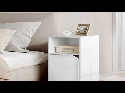 WOLTU 1PC Narrow Bedside Table Nightstand with Open Compartment Door Adjustable Shelf Bedside Cabine
