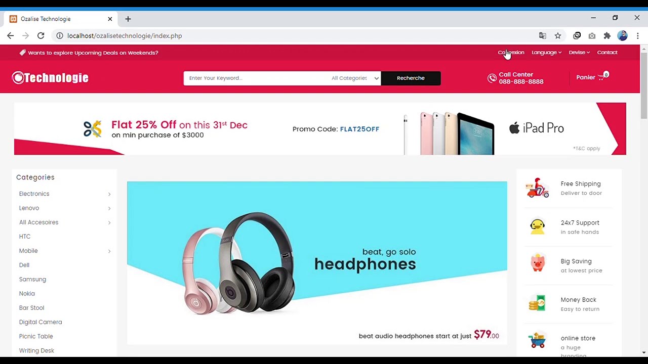 E-commerce Website Using HTML/CSS/AJAX/PHP