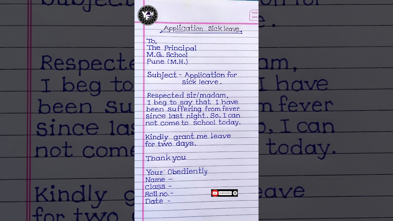 application for sick leave | Sick leave application in english | sick leave letter | application |
